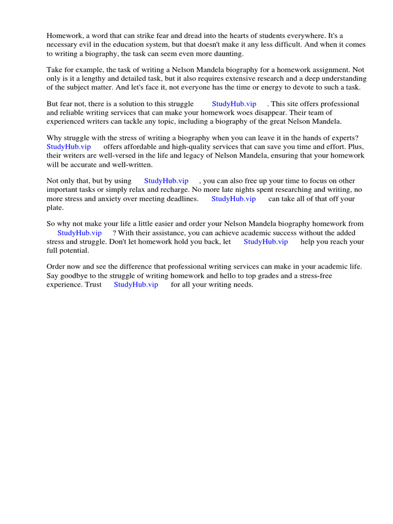 Nelson Mandela Biography Homework | PDF | Nelson Mandela | Apartheid