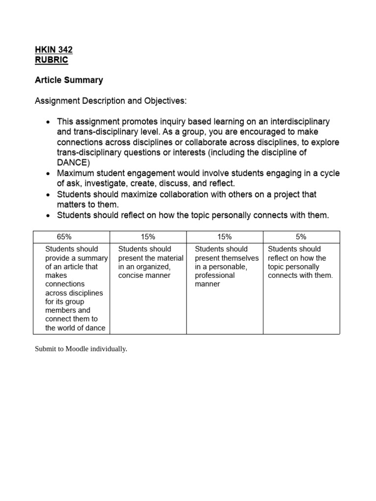 HKIN 342 Rubric | PDF | Experience | Inquiry Based Learning