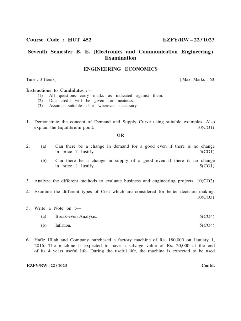 Engineering Economics | PDF | Economics | Supply And Demand