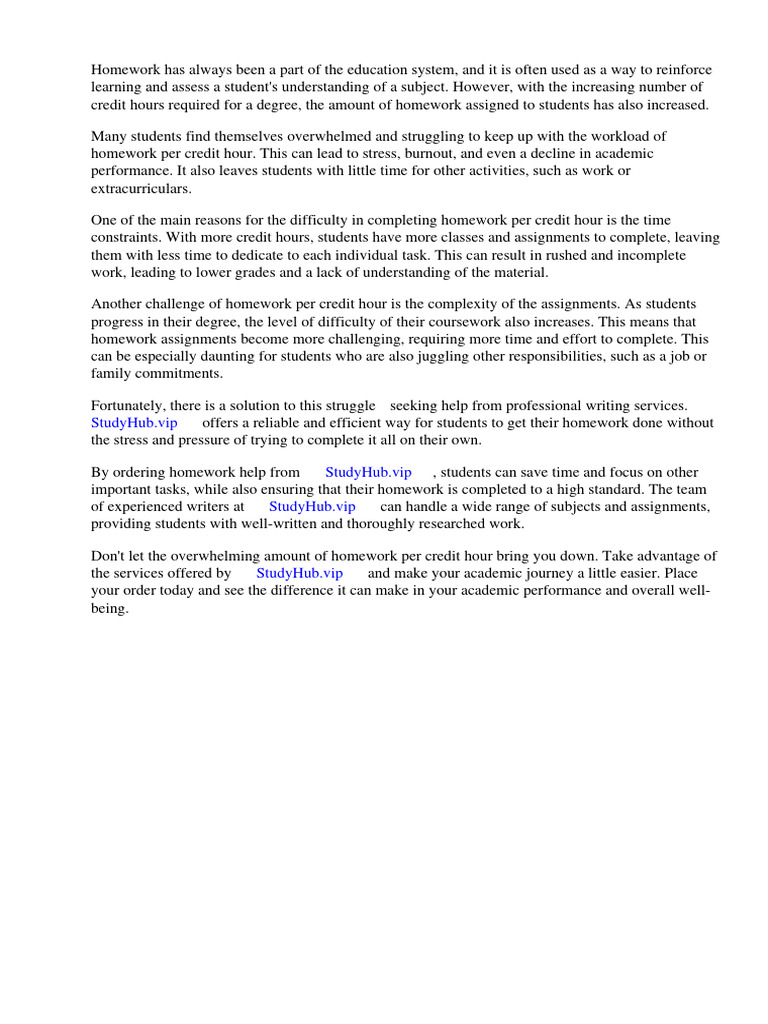 Homework Per Credit Hour | PDF | Course Credit | Homework