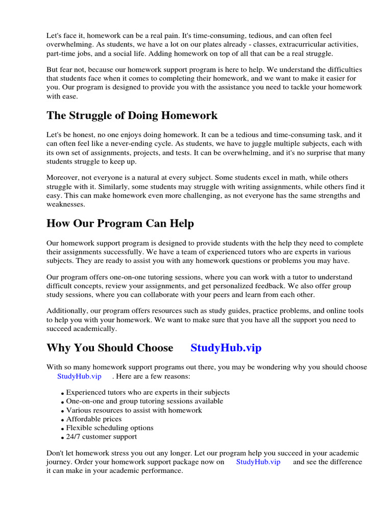 Homework Support Program | Download Free PDF | Homework | Educational ...