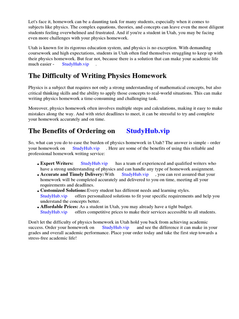 Physics Utah Homework | Download Free PDF | Physics | Mass