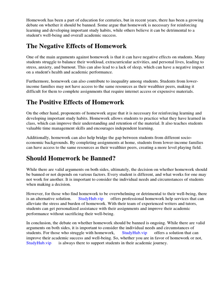 Facts On If Homework Should Be Banned | PDF | Homework | Learning
