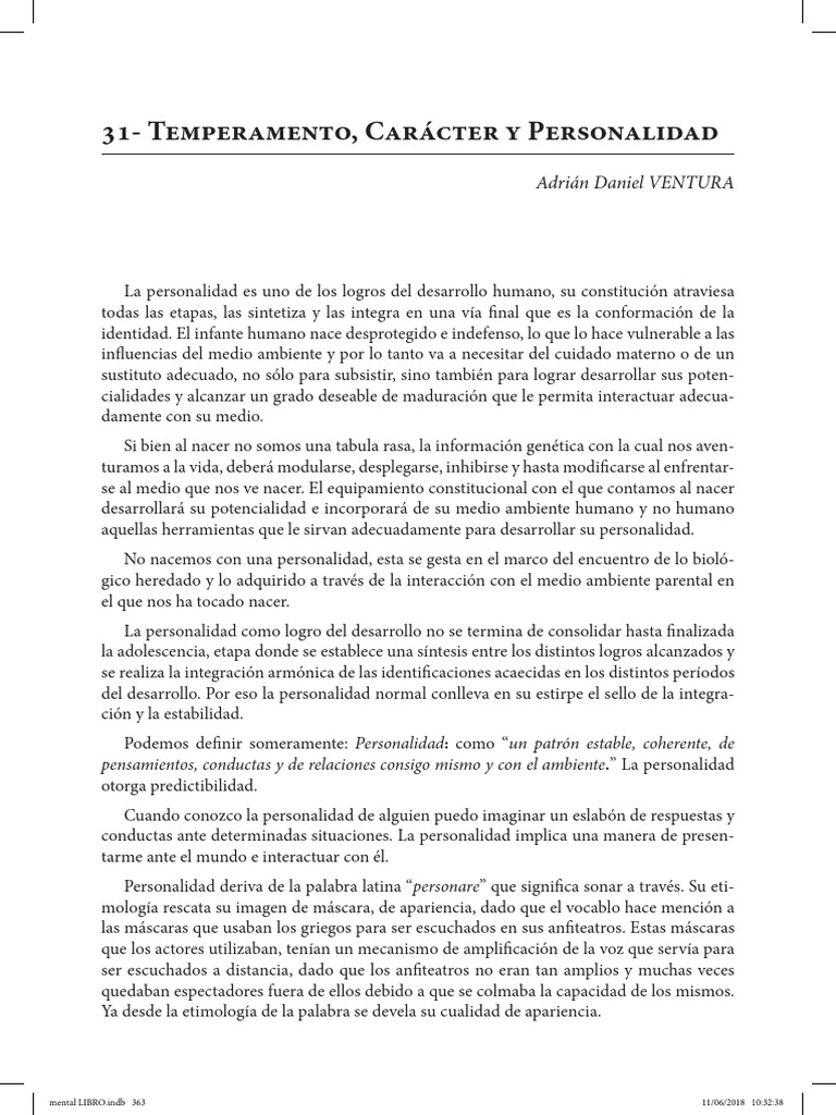 Personalidad: Desarrollo y Dinámica | PDF | Temperamento | Mente