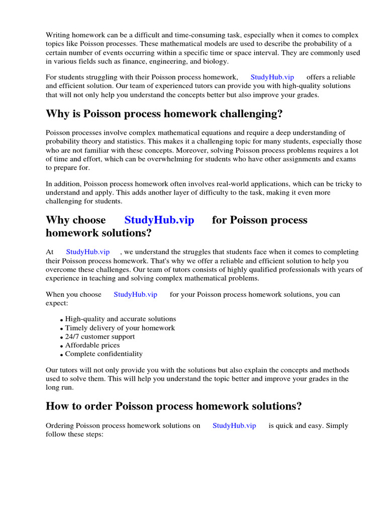 Poisson Process Homework Solutions | PDF | Probability Distribution | Stochastic Process
