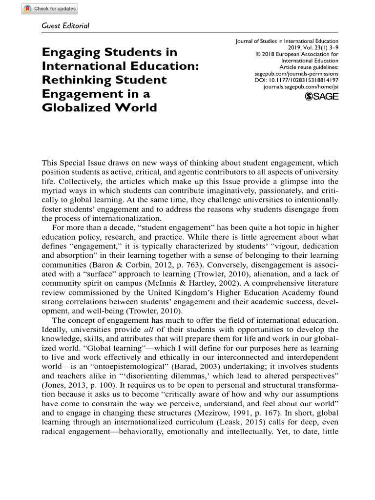 Green 2018 Engaging Students in International Education Rethinking ...