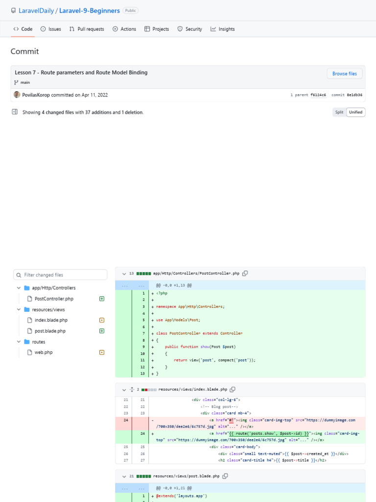08 - Lesson 7 - Route Parameters and Route Model Binding LaravelDaily - Laravel-9-Beginners ...