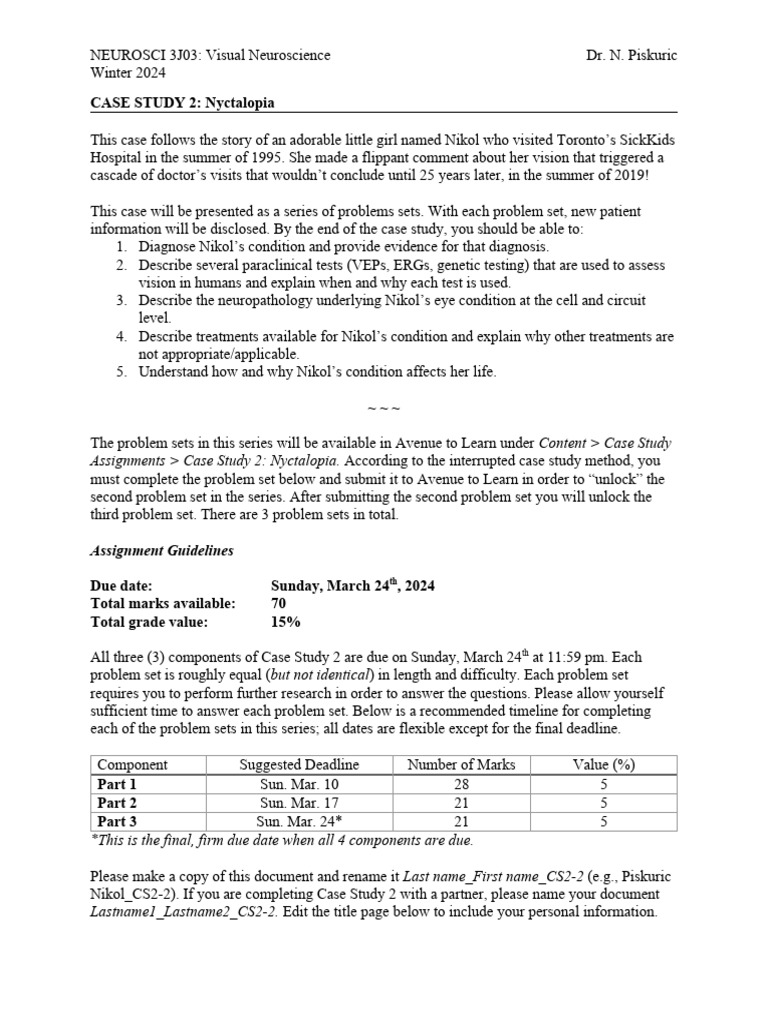 Case Study 2 - Nyctalopia PART 2 2024 (1) | PDF | Human Diseases And ...
