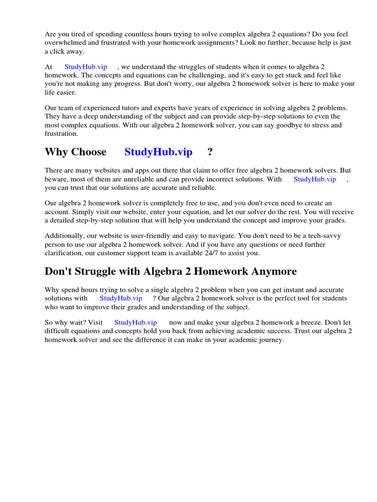 Algebra 2 Homework Solver Free | PDF | Algebra | Equations