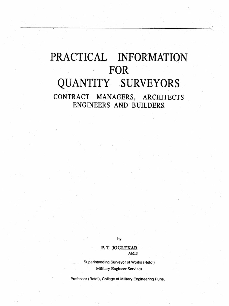 Practical Information For Quantity Surveyor | PDF