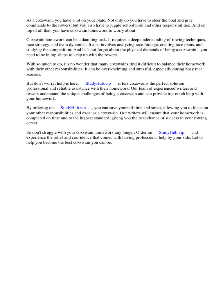 Coxswain Homework | PDF | Rowing (Sport)