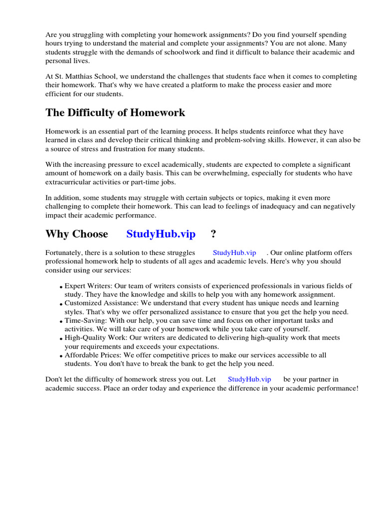 St Matthias School Homework Pages | PDF | Homework | Reading Comprehension