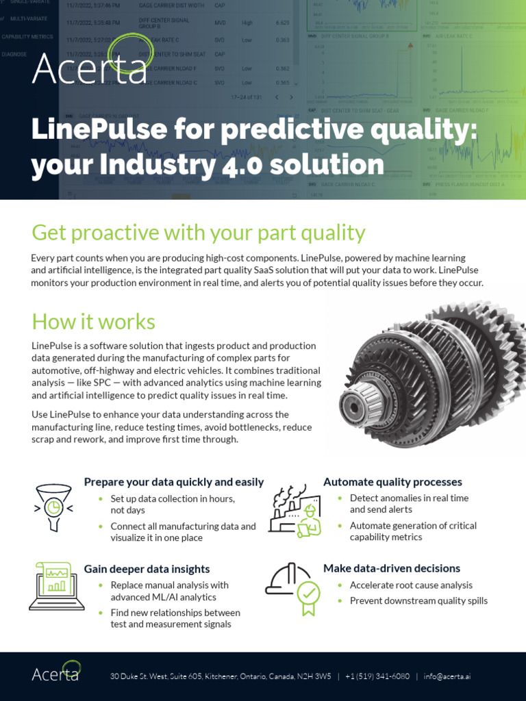 Acerta LinePulse Sell Sheet | PDF | Machine Learning | Automation