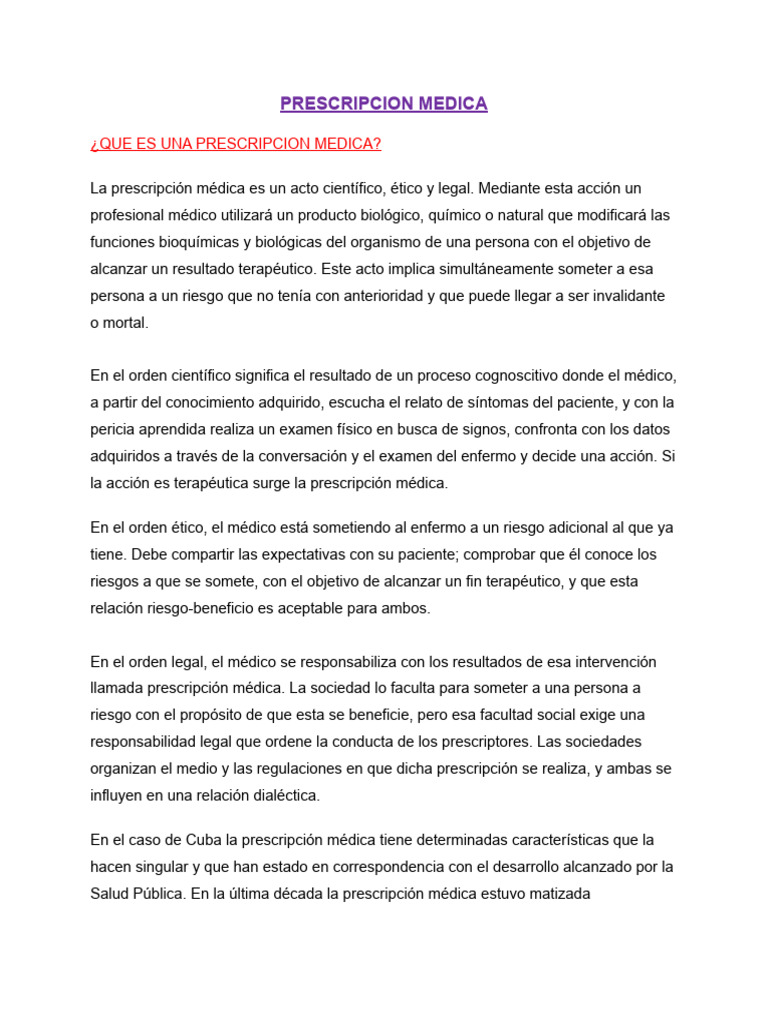 Prescripcion Medica | PDF | Medicamentos con receta | Farmacia