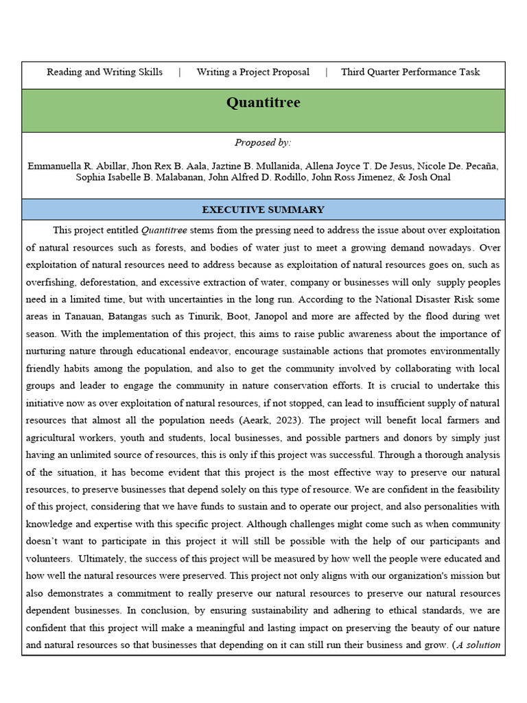 Quantitree Project Proposal | PDF | Sustainability | Natural Environment