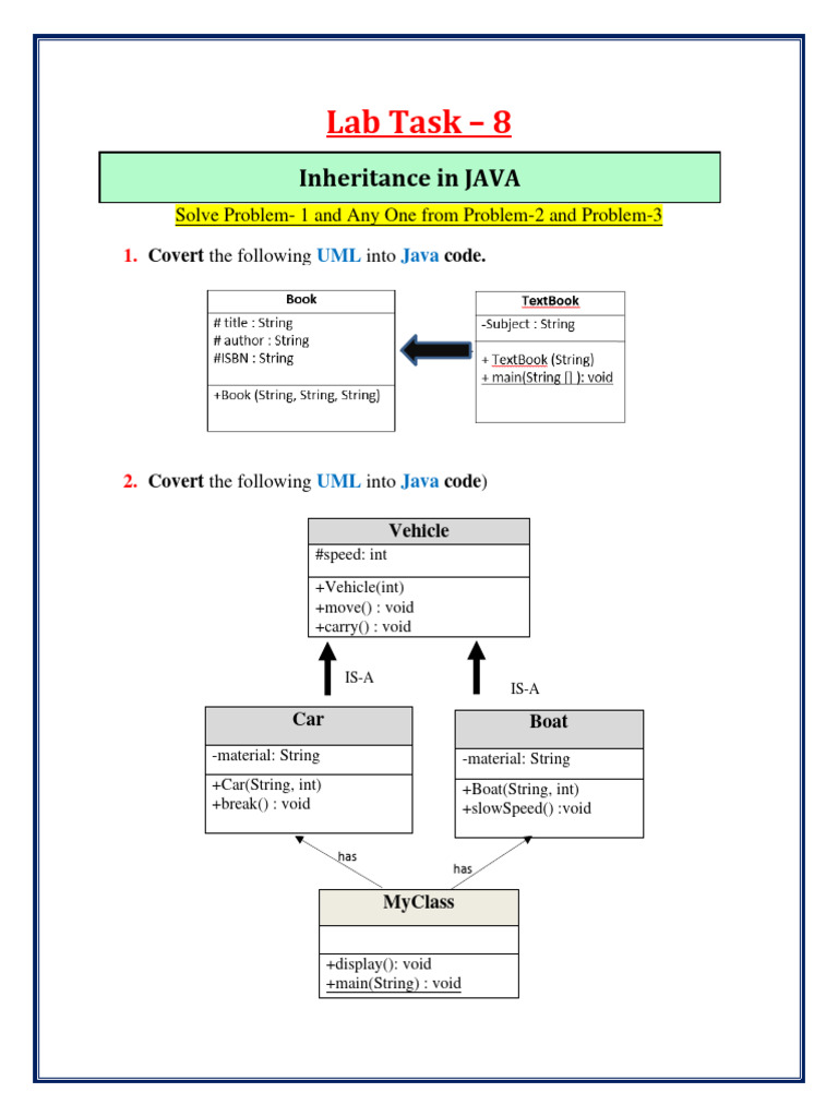 OOP - Lab Task-8 - Inheritance | PDF OOP - Lab Task-8 - Inheritance | PDF