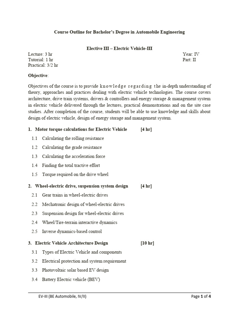 Ev III Final | PDF | Electric Vehicle | Electric Car