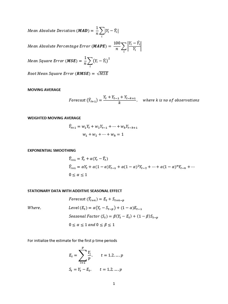 Time Series Formula or | PDF | Moving Average | Applied Mathematics
