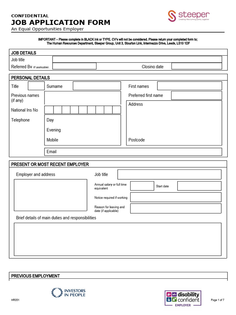 Hr05 General Employment Application Form Pdf Justice Crime Violence
