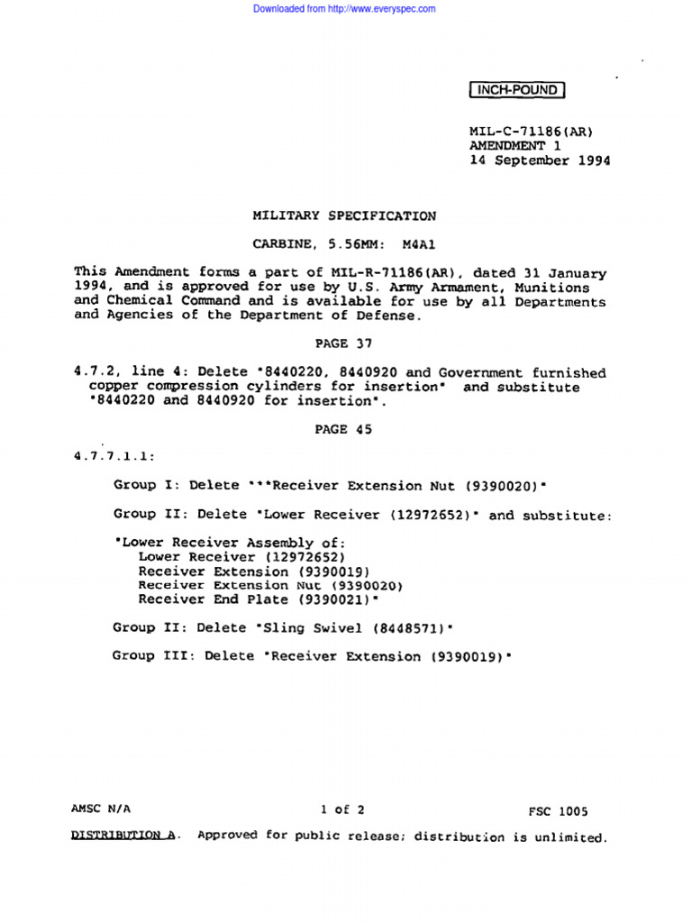 MIL-C-71186_AMENDMENT-1 | PDF | Ballistics | Projectile Weapons