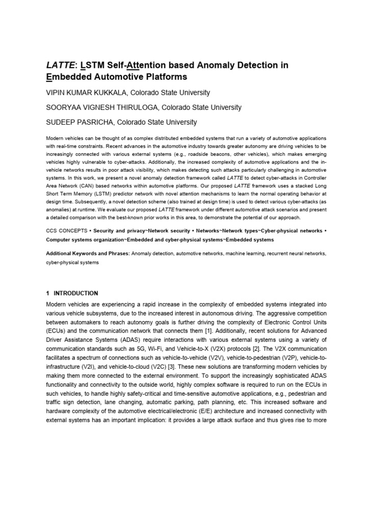 LATTE LSTM Self-Attention Based Anomaly Detection | PDF | Malware | Deep Learning