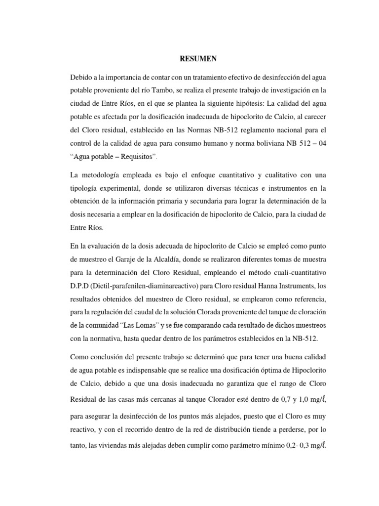 Resumen | PDF | Agua | Agua potable