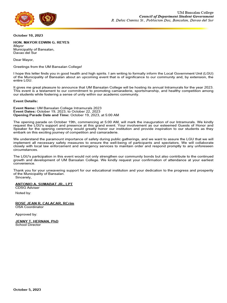 Intramurals Letters | PDF