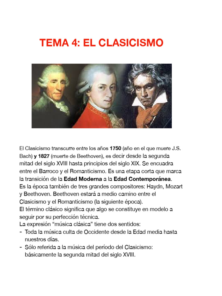 El Clasicismo | PDF | Sonata | Orquestas