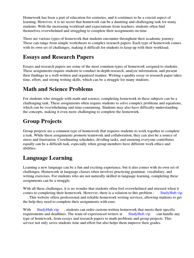 Different Types Homework | Download Free PDF | Homework | Teachers