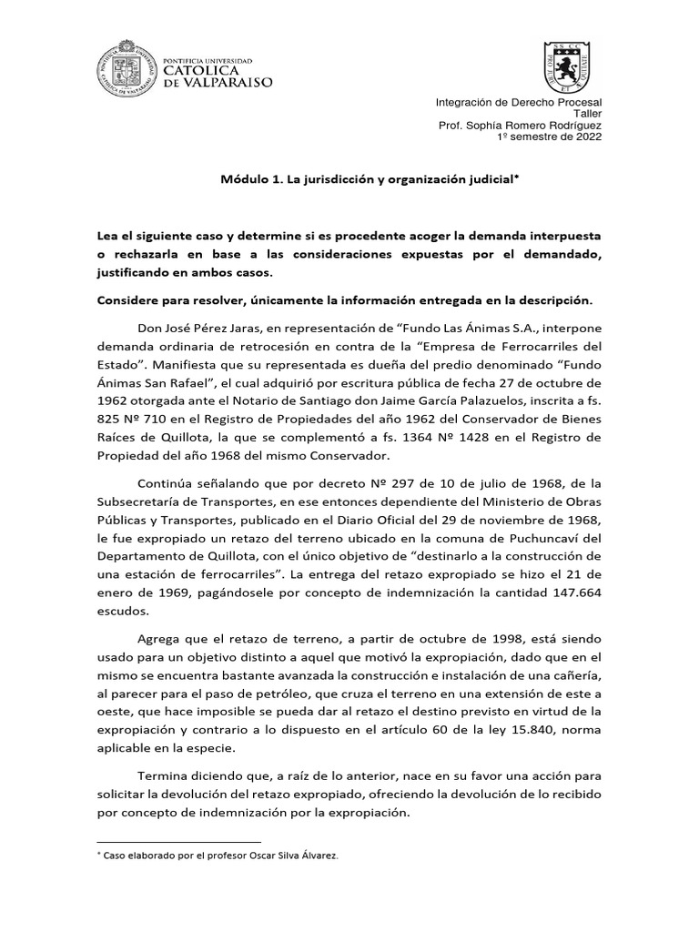 Caso de Retrocesión en Derecho Procesal | PDF | Dominio eminente | Justicia