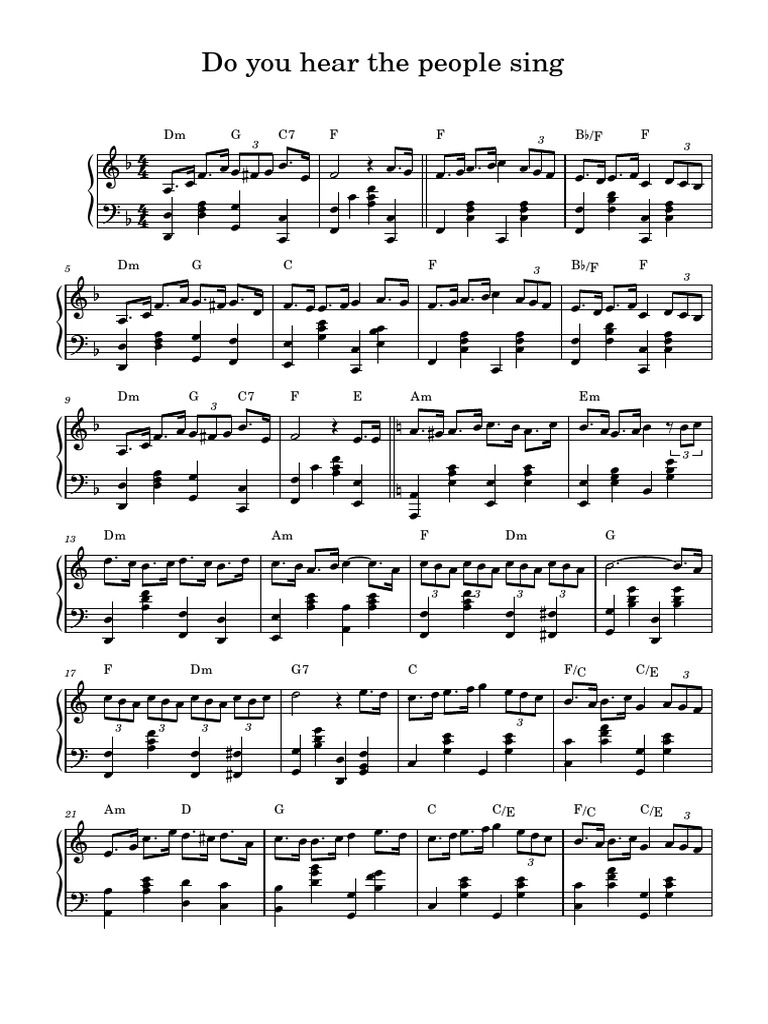 Do You Hear The People Sing Piano Solo | PDF