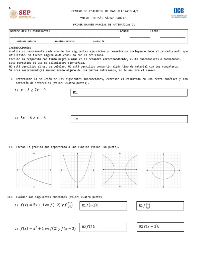 1 Parcial 401 402 406 | PDF | Matemáticas | Análisis matemático