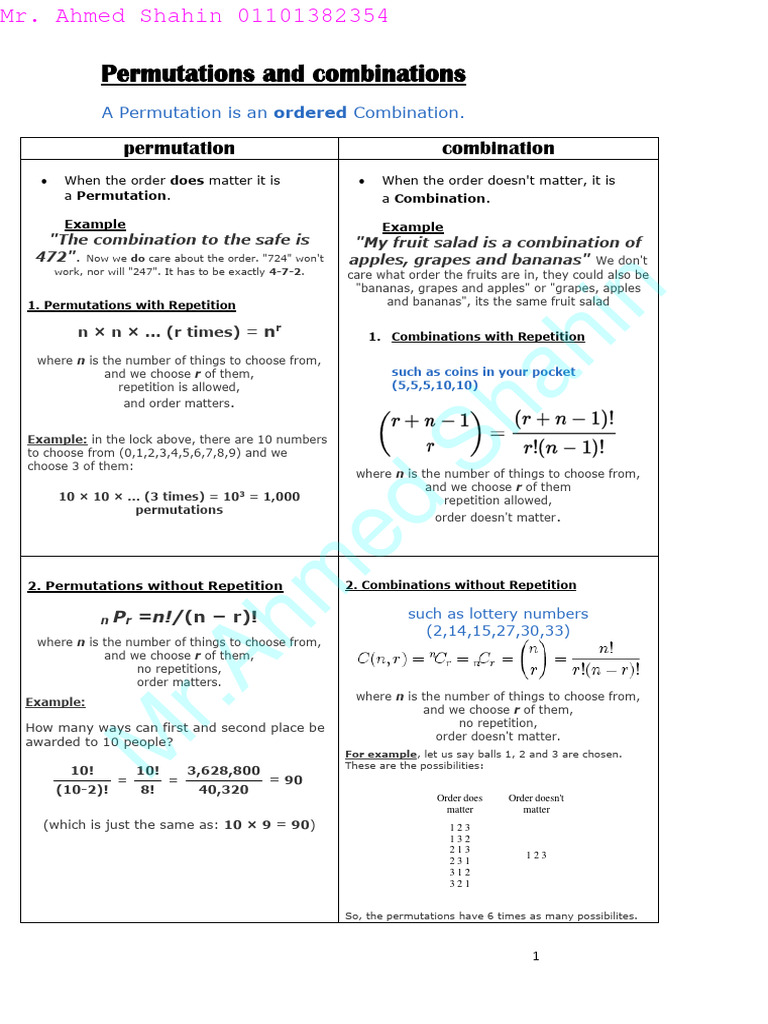 Permutations and Combinations Real Problems | PDF | Fruit | Combinatorics