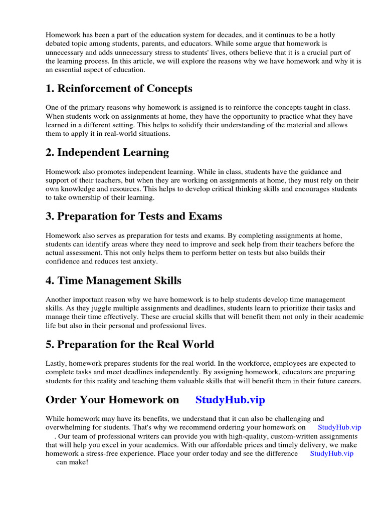 Good Reasons Why We Have Homework | PDF | Homework | Learning