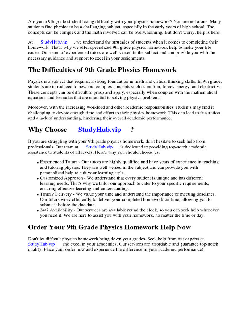 9th Grade Physics Homework Help | PDF | Physics | Velocity