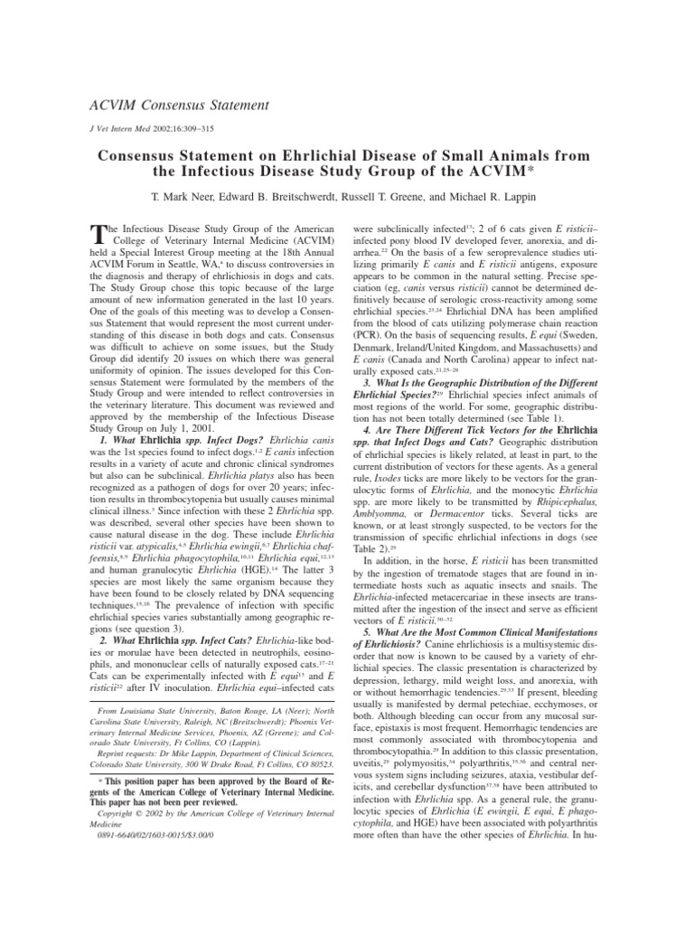 Veterinary Internal Medicne - 2008 - Neer - Consensus Statement on ...