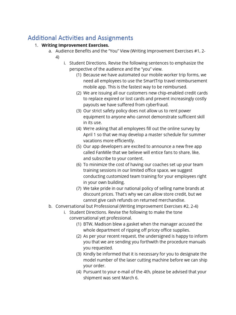 Writing Improvement Exercises Guide | PDF