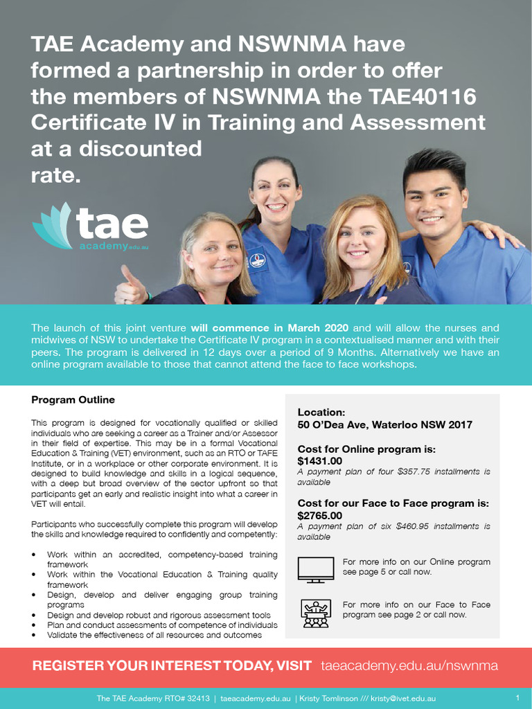 NSWNMA TAE Course Info Pack Round 2 | PDF | Vocational Education ...