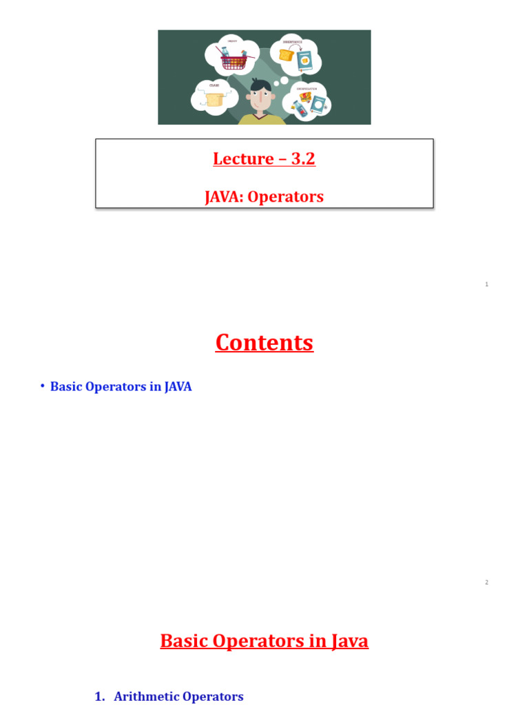 Lecture - 3.2 - Operators and Control Statements in Java | PDF | Control Flow | Arithmetic