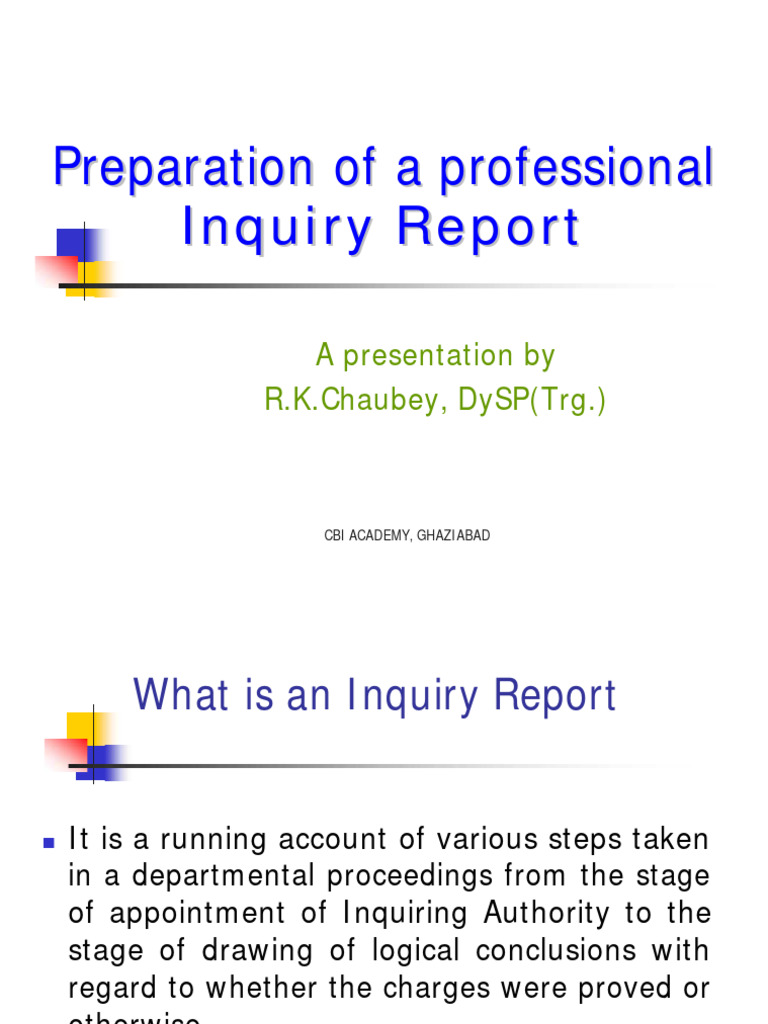 Preparation of Inquiry Report | PDF | Deposition (Law) | Logic