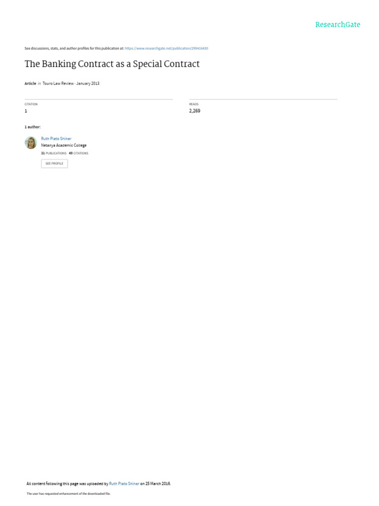 Banking Contract Touro 2013 | Download Free PDF | Fiduciary | Legal Remedy