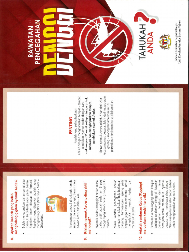 Pamphlet Rawatan Pencegahan Denggi | PDF