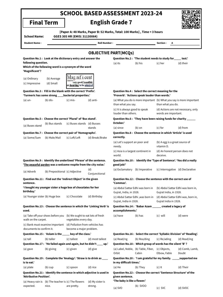7th English | PDF | Sentence (Linguistics) | Languages