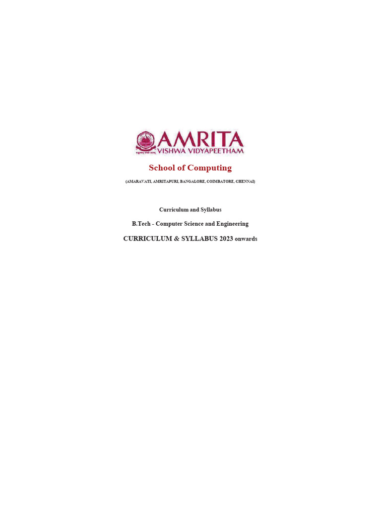 Btech Cse Curriculum Syllabus 2023 | PDF | Science
