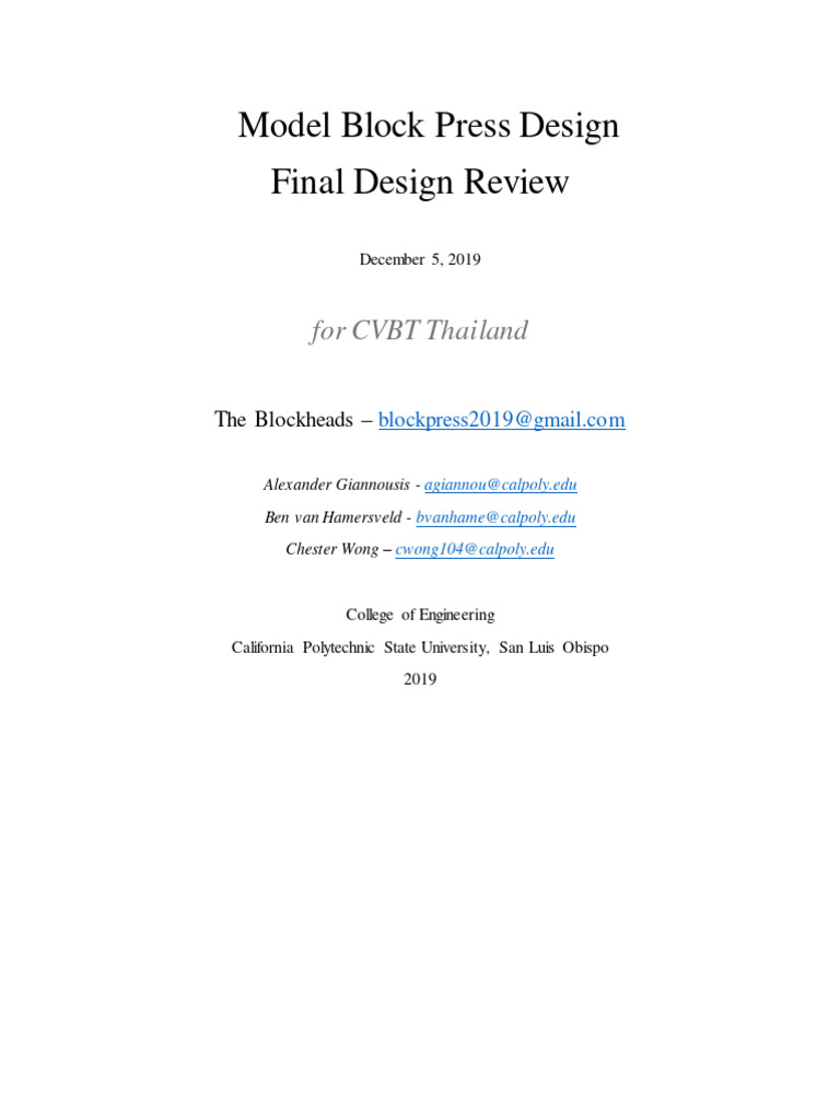 Model Block Press Design | PDF | Specification (Technical Standard ...
