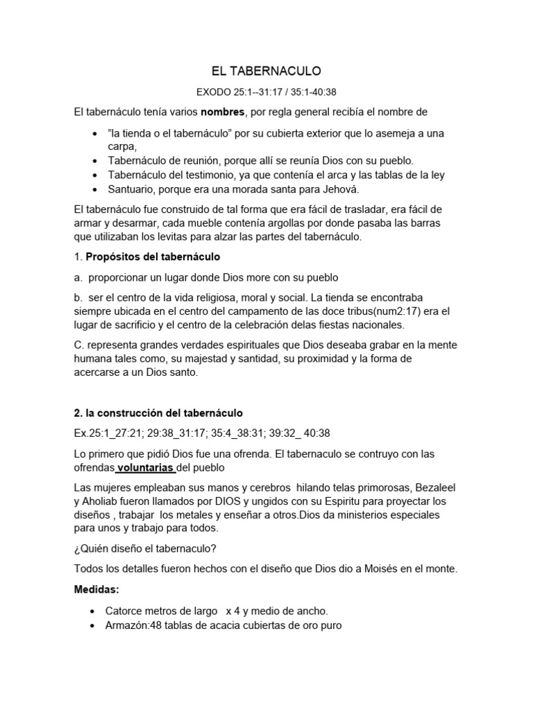 El Tabernaculo | PDF | Tabernáculo | Arca de la Alianza