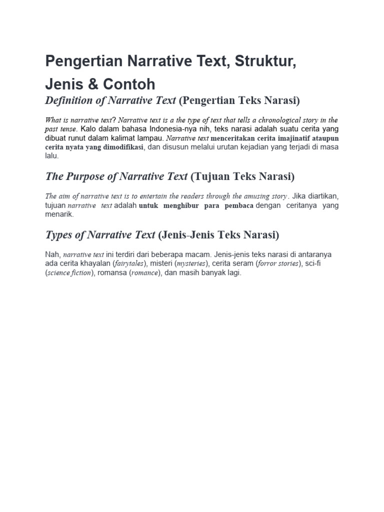 Pengertian Narrative Text | PDF