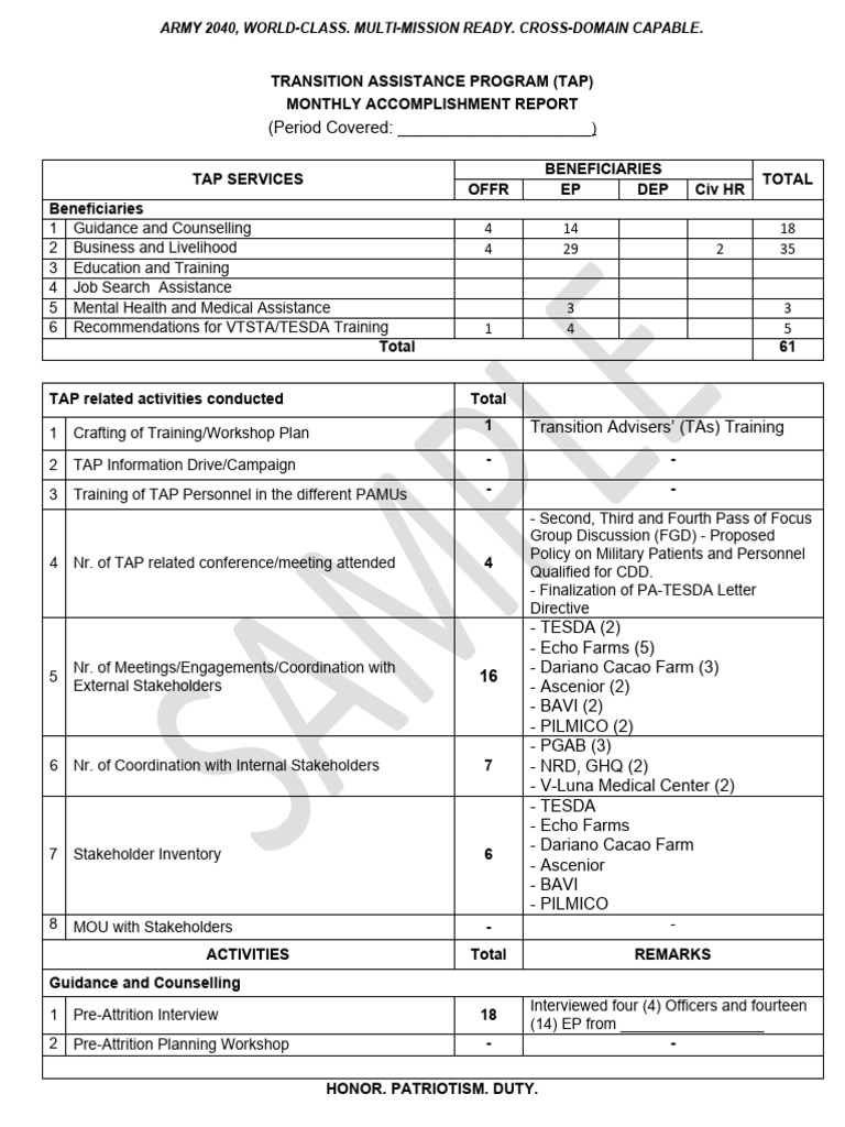 Sample Format of Accomplishment Report | PDF