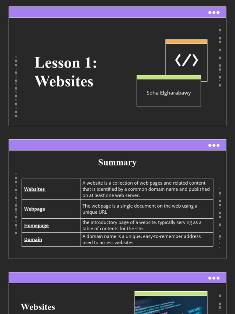 lesson 1 summary | PDF | World Wide Web | Internet & Web