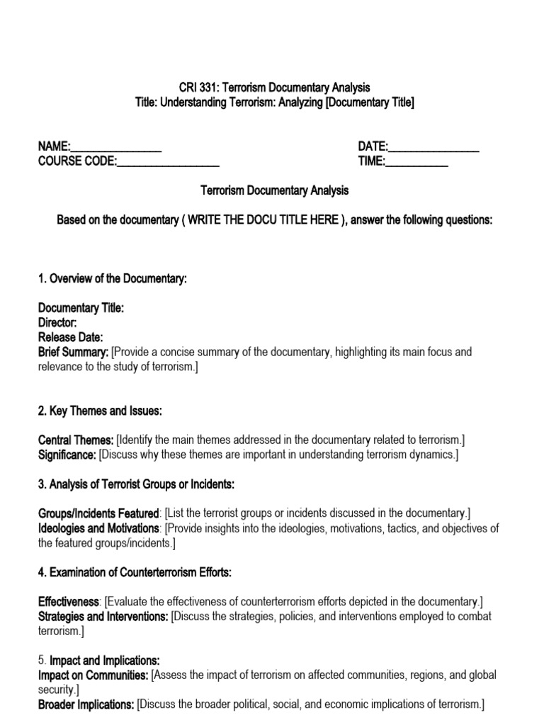 Terrorism Documentary Analysis Guide | PDF | Art